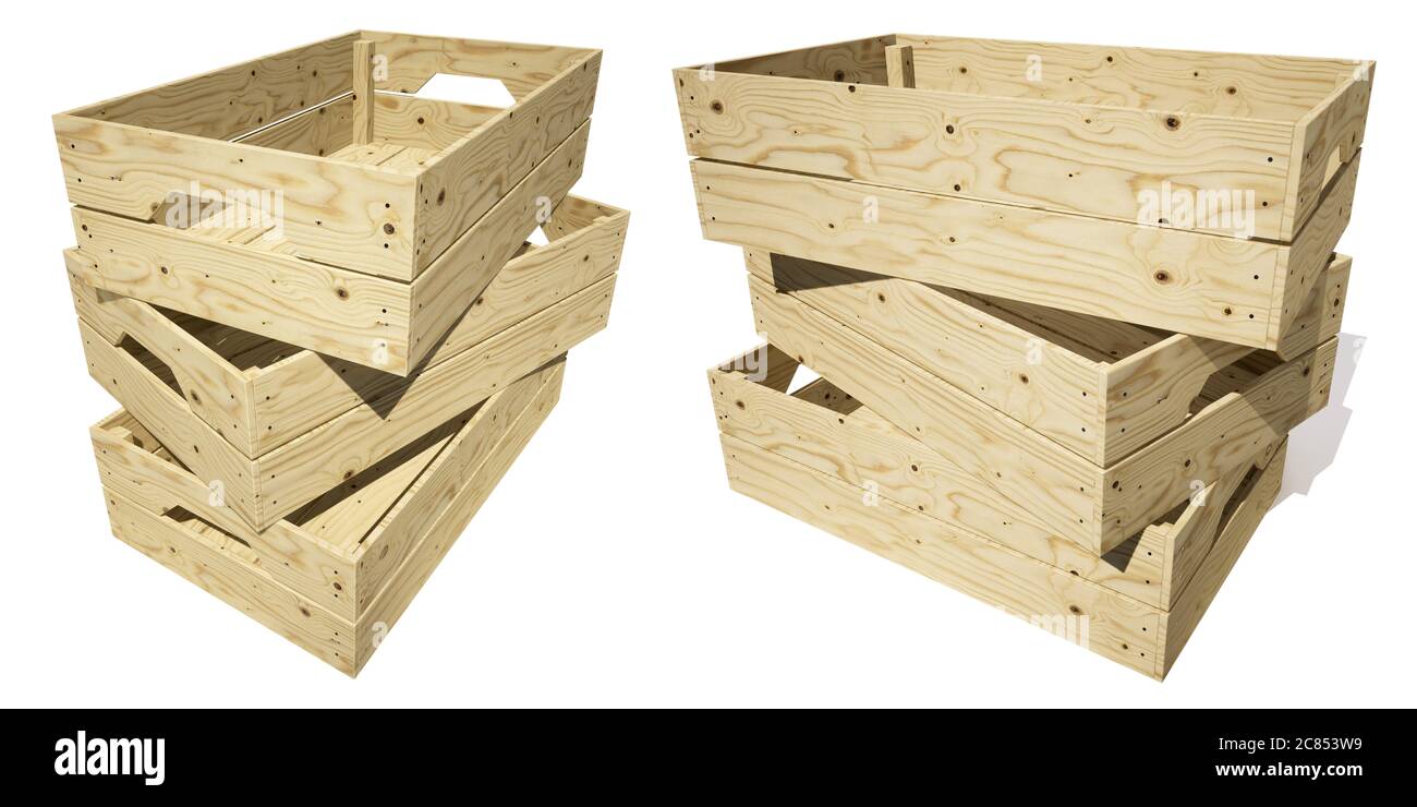 Colorful brown wooden crate isolated over a white background. (Clipping ...