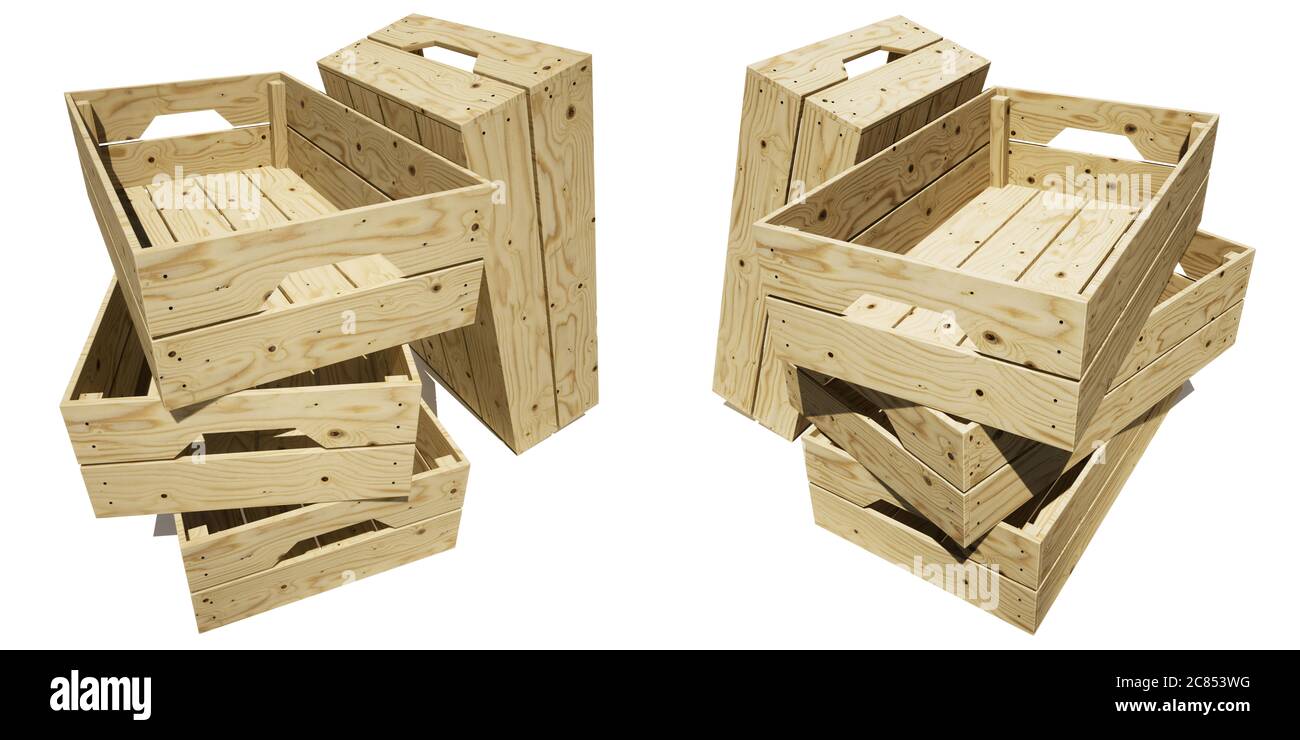 Colorful brown wooden crate isolated over a white background. (Clipping ...