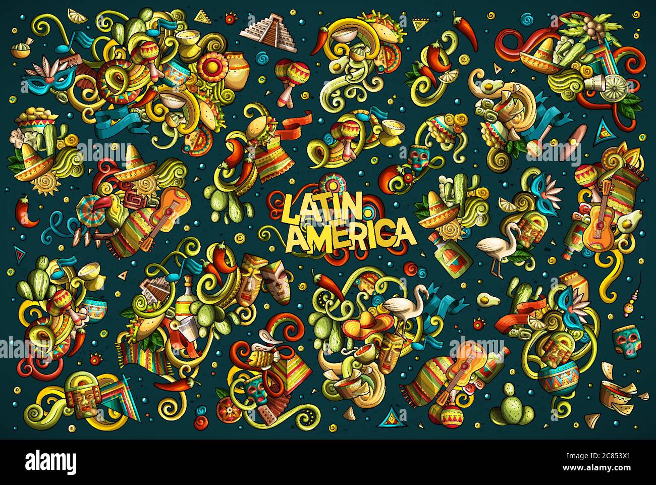 Vector set of Latin America combinations of objects and elements Stock ...