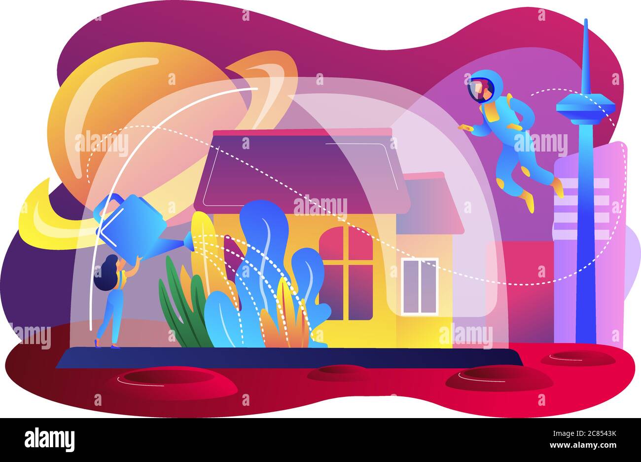 Space colonization concept vector illustration Stock Vector Image & Art ...