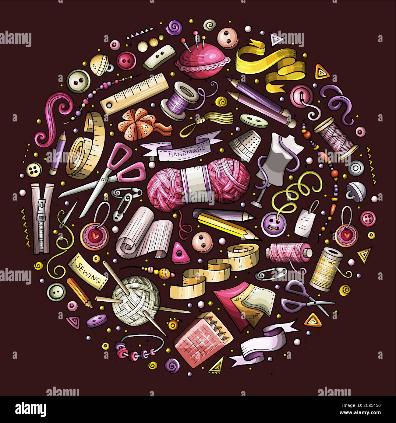 Set of Hand Made cartoon doodle objects, symbols and items Stock Vector ...