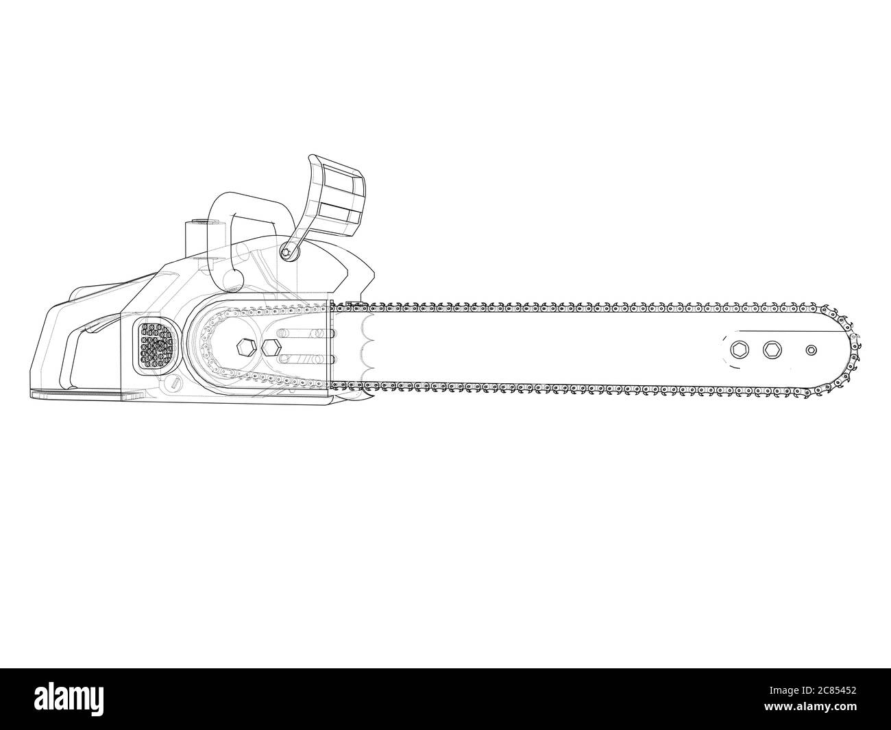 Chain saw. 3d illustration Stock Photo - Alamy