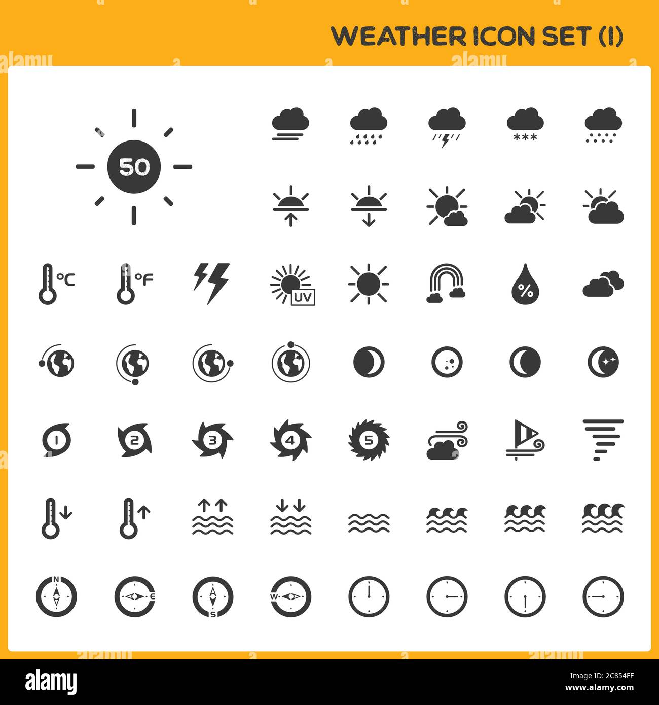 Weather and map. Isolated icon set. Glyph vector illustration Stock ...