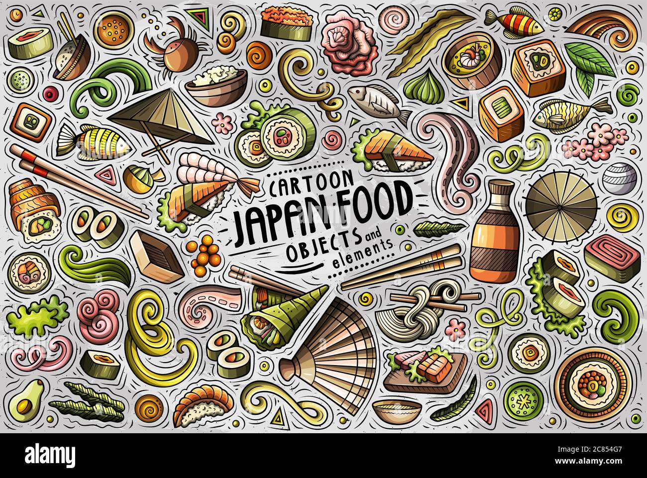 Vector set of Japan food theme items, objects and symbols Stock Vector ...