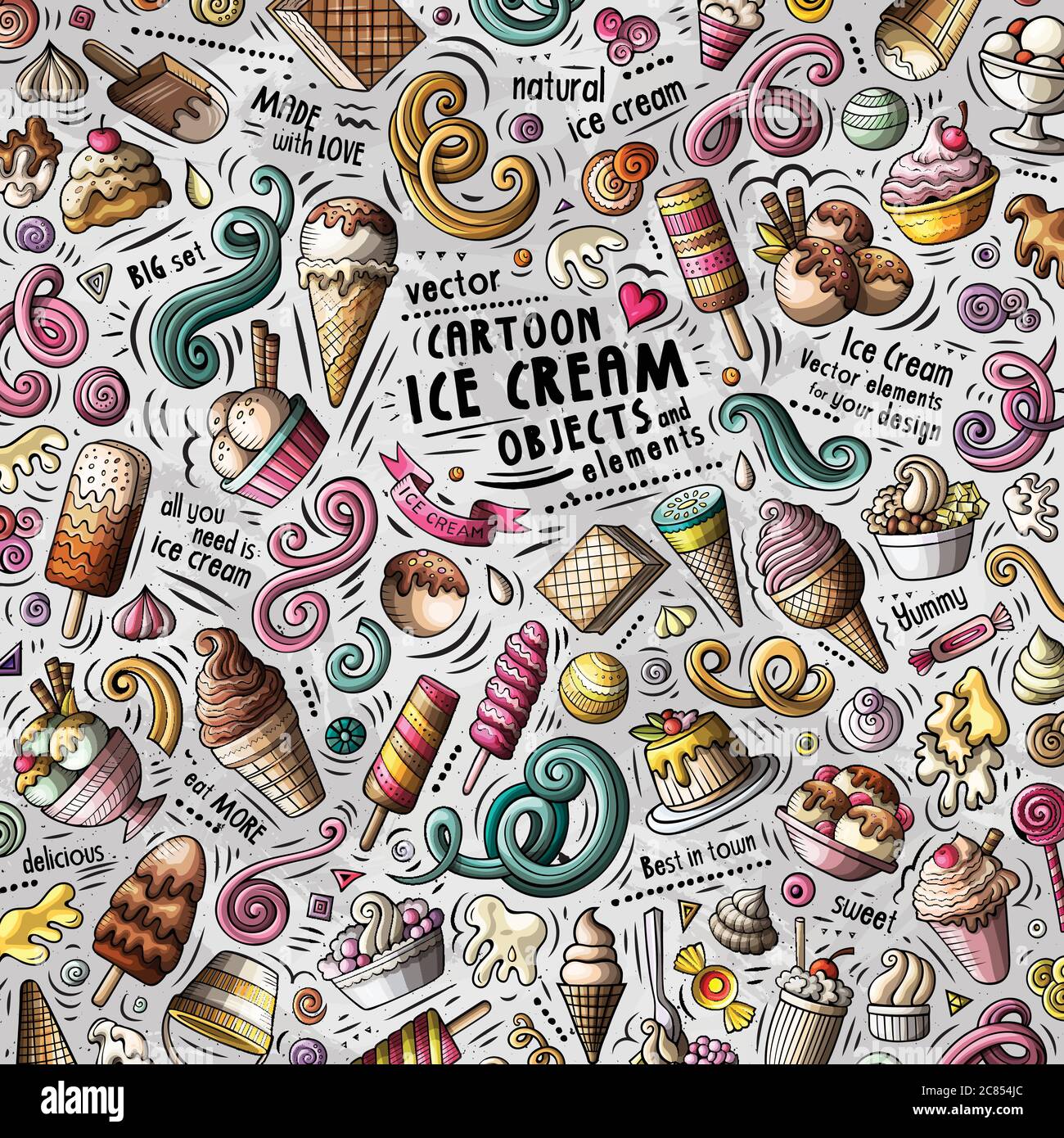 Cartoon cute doodles hand drawn Ice cream illustration Stock Vector ...