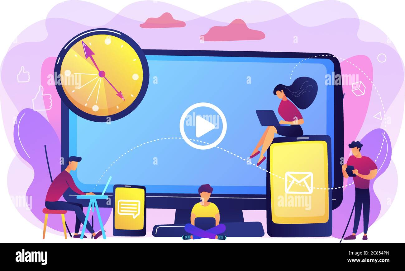 Screen Addiction Concept Vector Illustration Stock Vector Image And Art