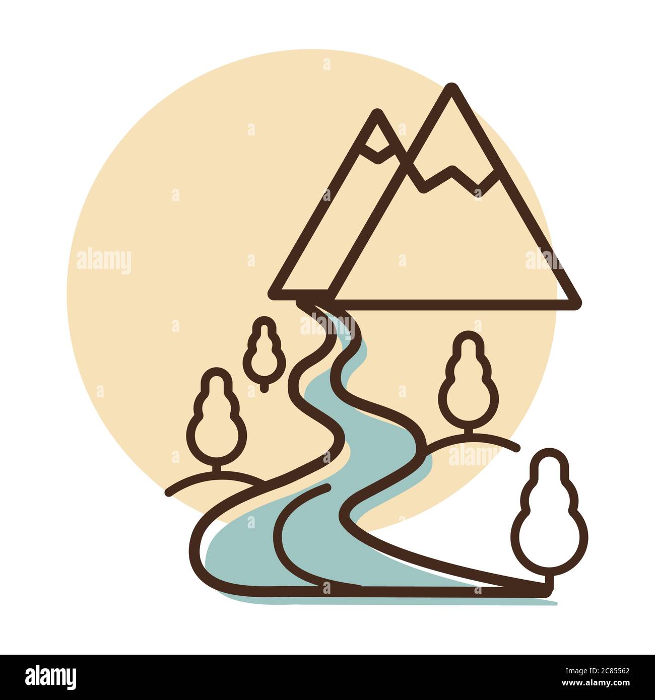Mountain and river vector icon. Nature sign. Graph symbol for travel ...