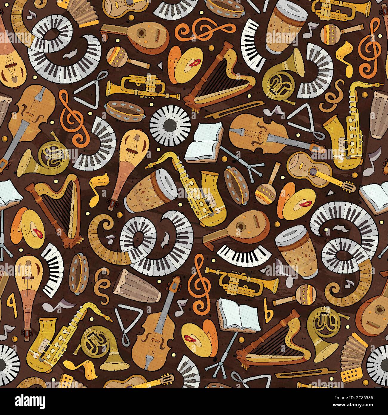 Cartoon hand-drawn Classic music seamless pattern Stock Vector Image ...