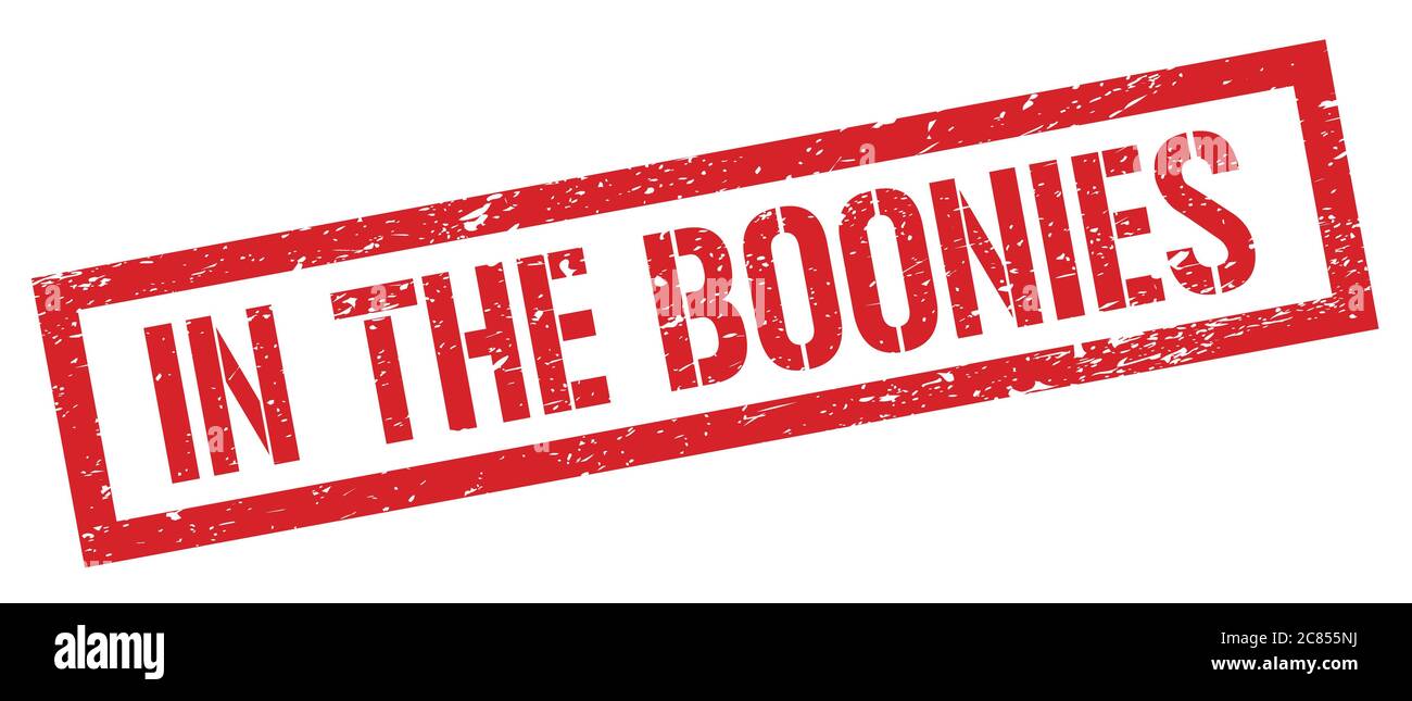 IN THE BOONIES red grungy rectangle stamp sign Stock Photo - Alamy