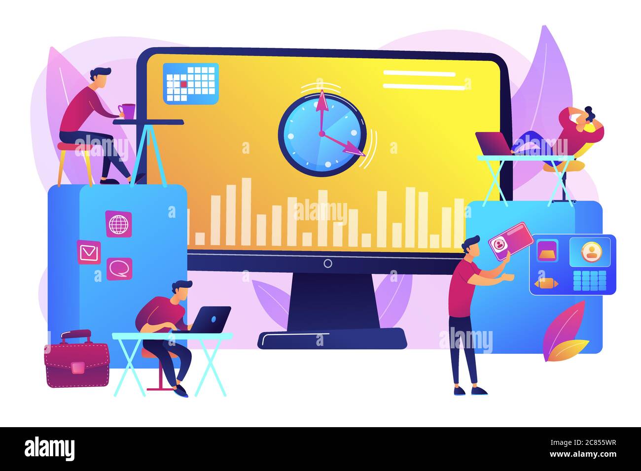 Time and attendance tracking system concept vector illustration Stock ... Time and attendance tracking system concept vector illustration Stock ...