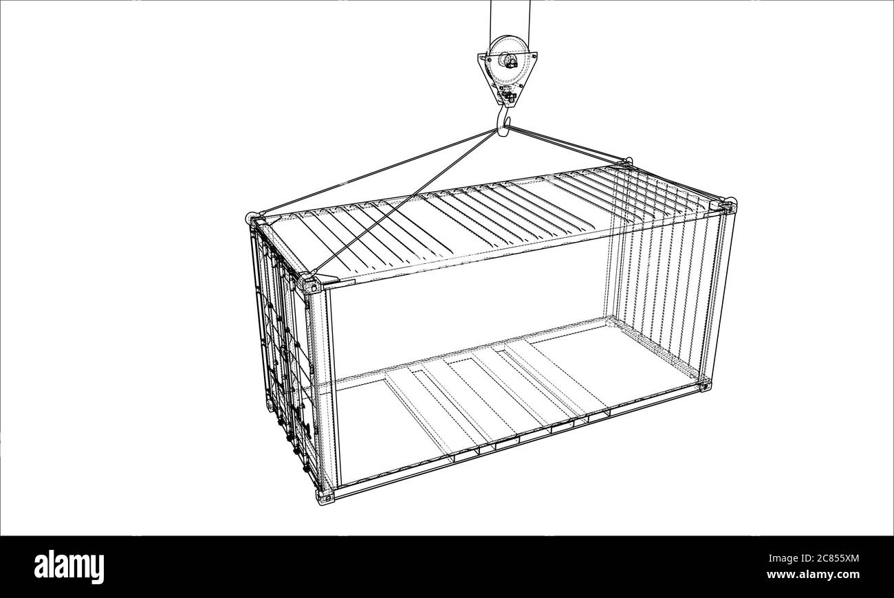 Cargo container. Wire-frame style Stock Photo - Alamy