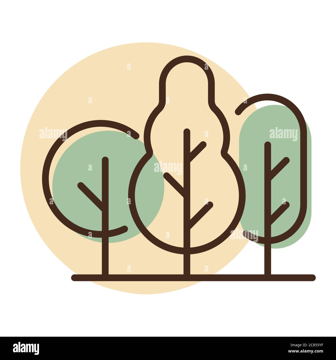 Deciduous forest vector icon. Nature sign. Graph symbol for travel and ...