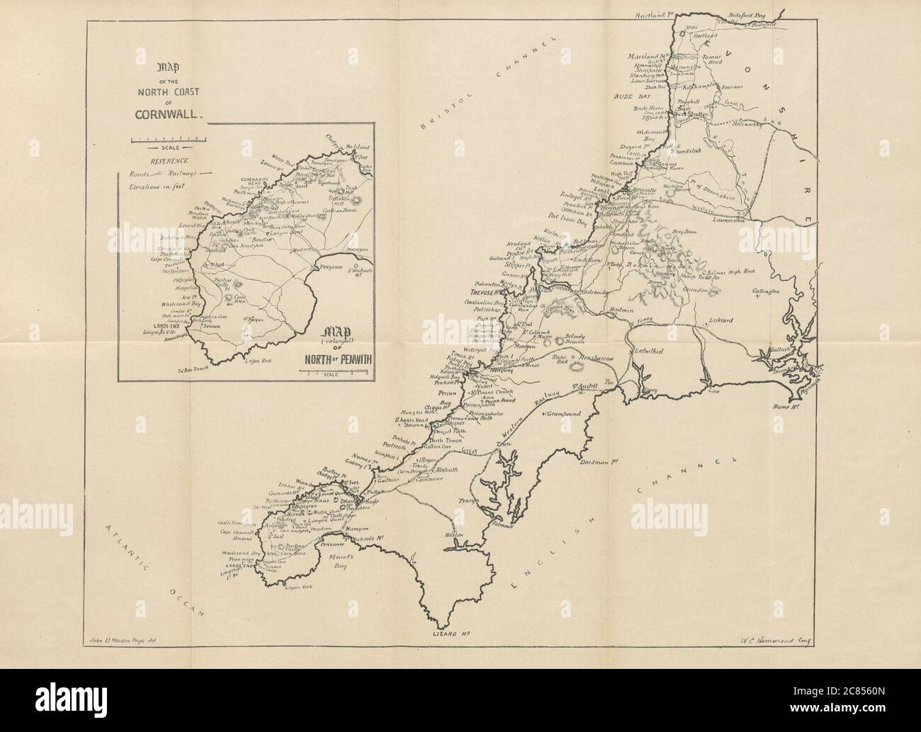 Vintage nautical map cornwall hi-res stock photography and images - Alamy