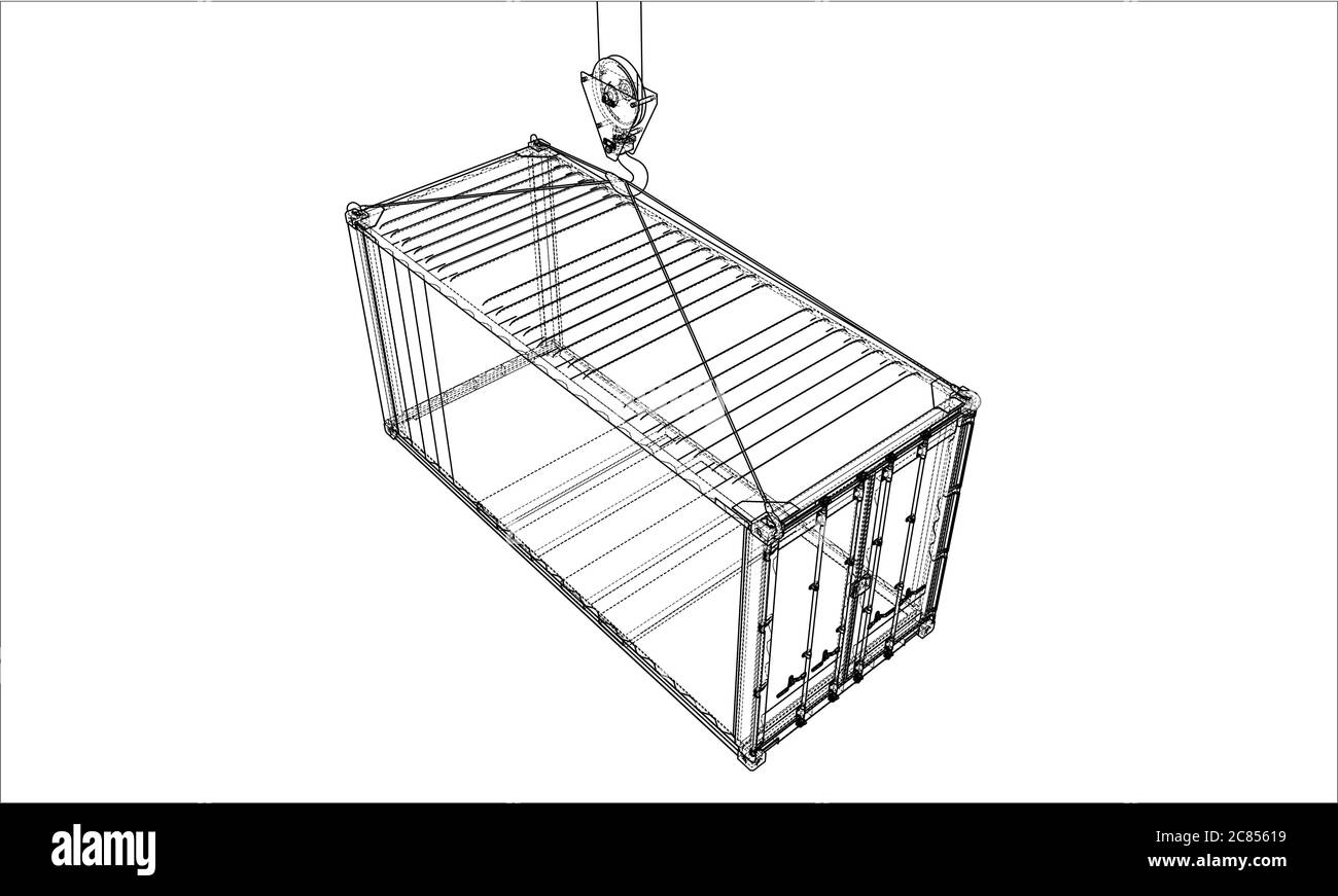Cargo container. Wire-frame style Stock Photo - Alamy