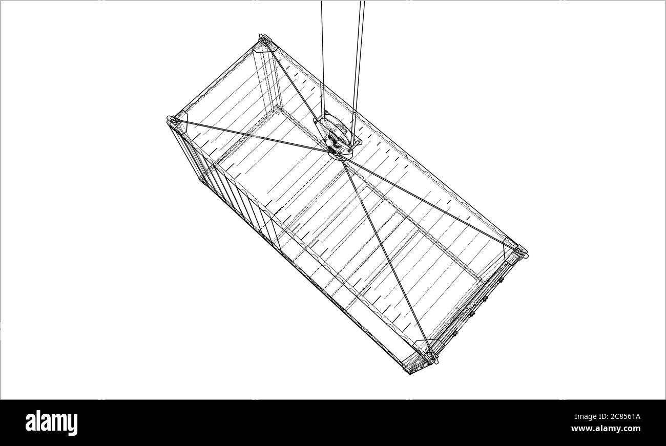 Cargo container. Wire-frame style Stock Photo - Alamy