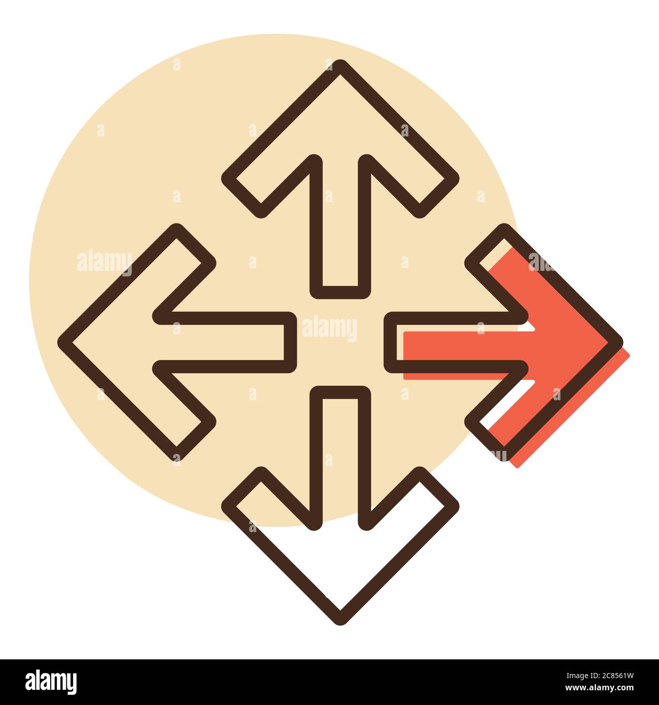 Four arrows pointing from the center vector icon. Navigation sign ...