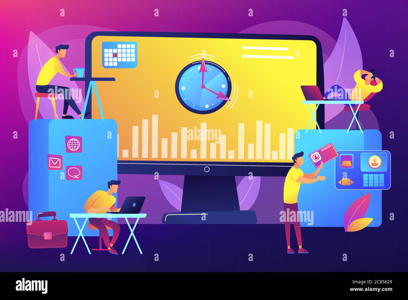 Time and attendance tracking system concept vector illustration Stock ...