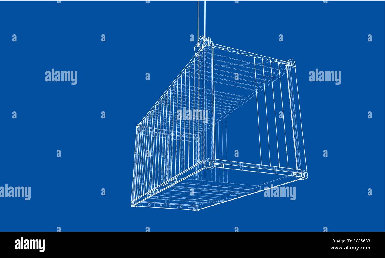 Cargo container. Wire-frame style Stock Photo - Alamy
