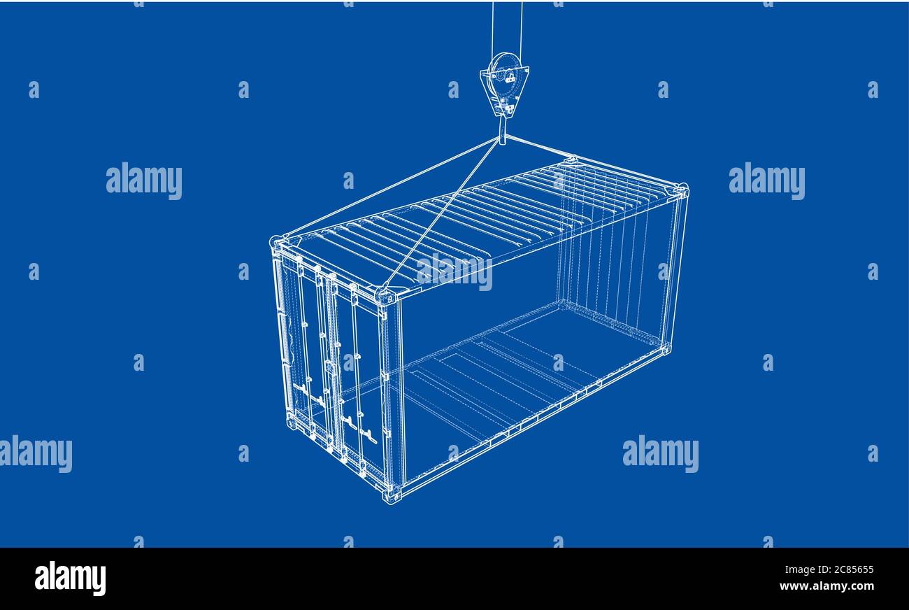 Cargo container. Wire-frame style Stock Photo - Alamy