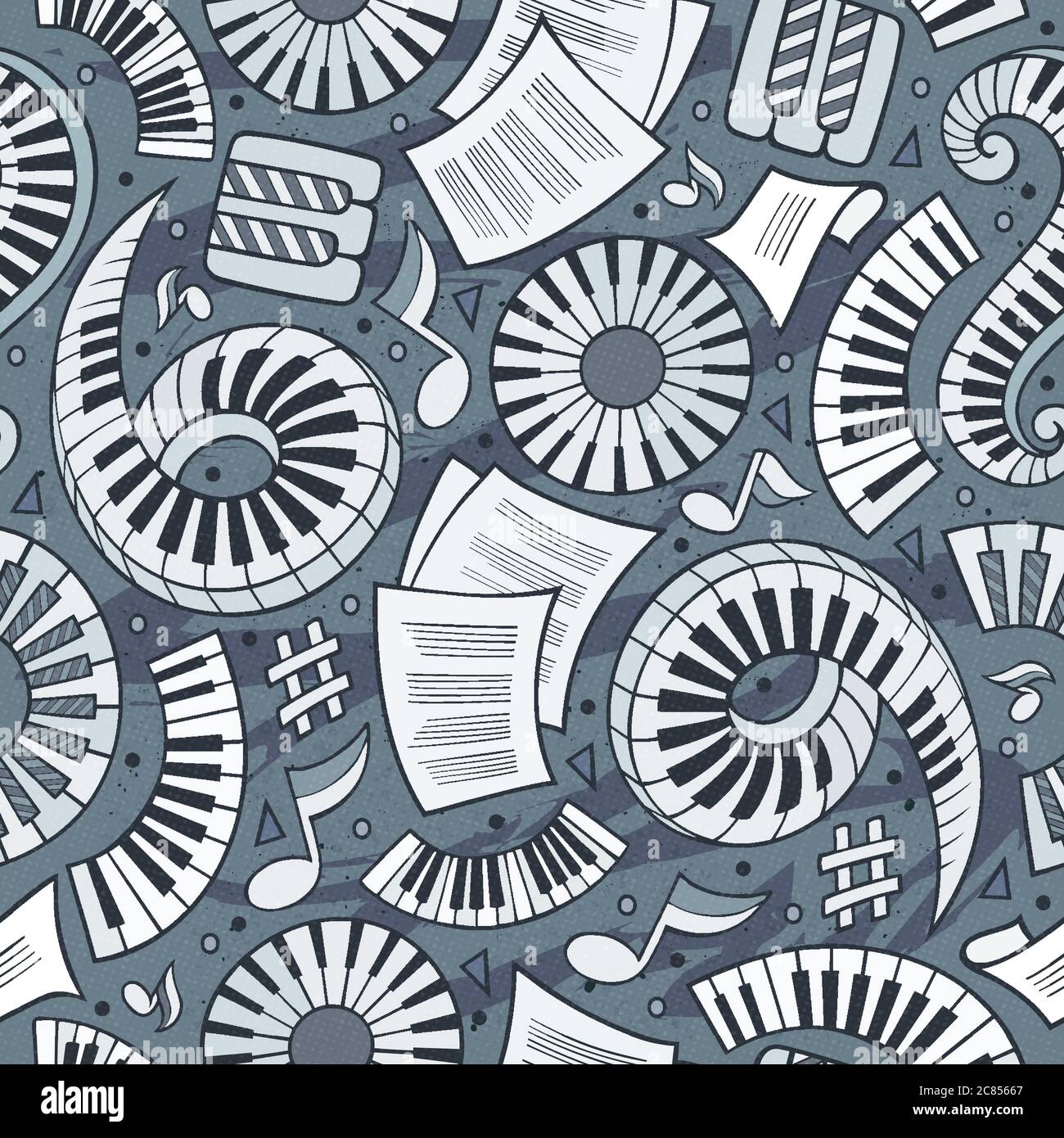 Cartoon hand-drawn Classic music seamless pattern Stock Vector Image ...