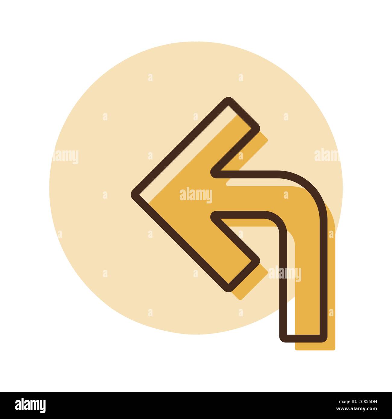 Turn left arrow vector icon. Navigation sign. Graph symbol for travel and tourism web site and ...
