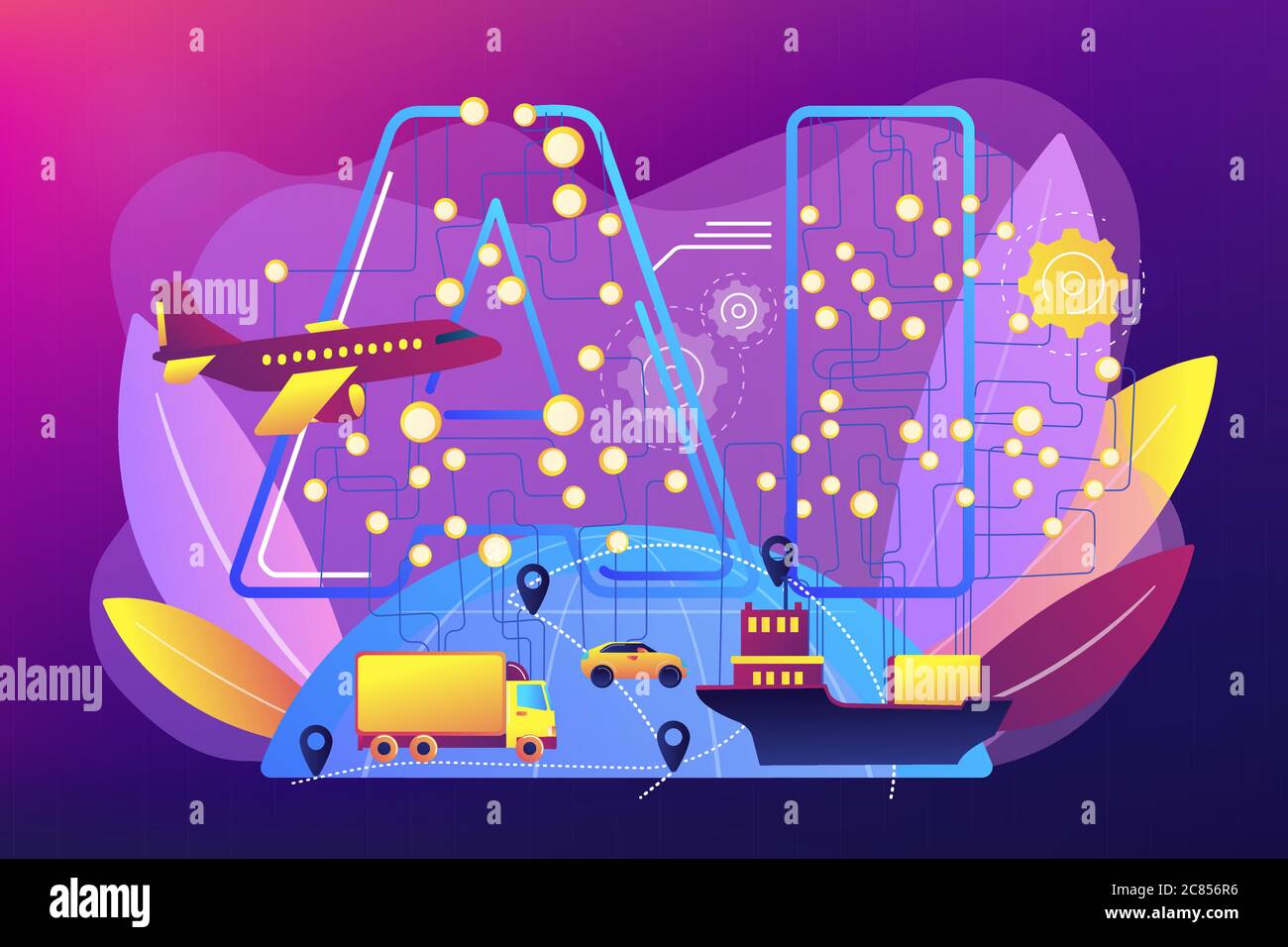AI in travel and transportation concept vector illustration Stock ...