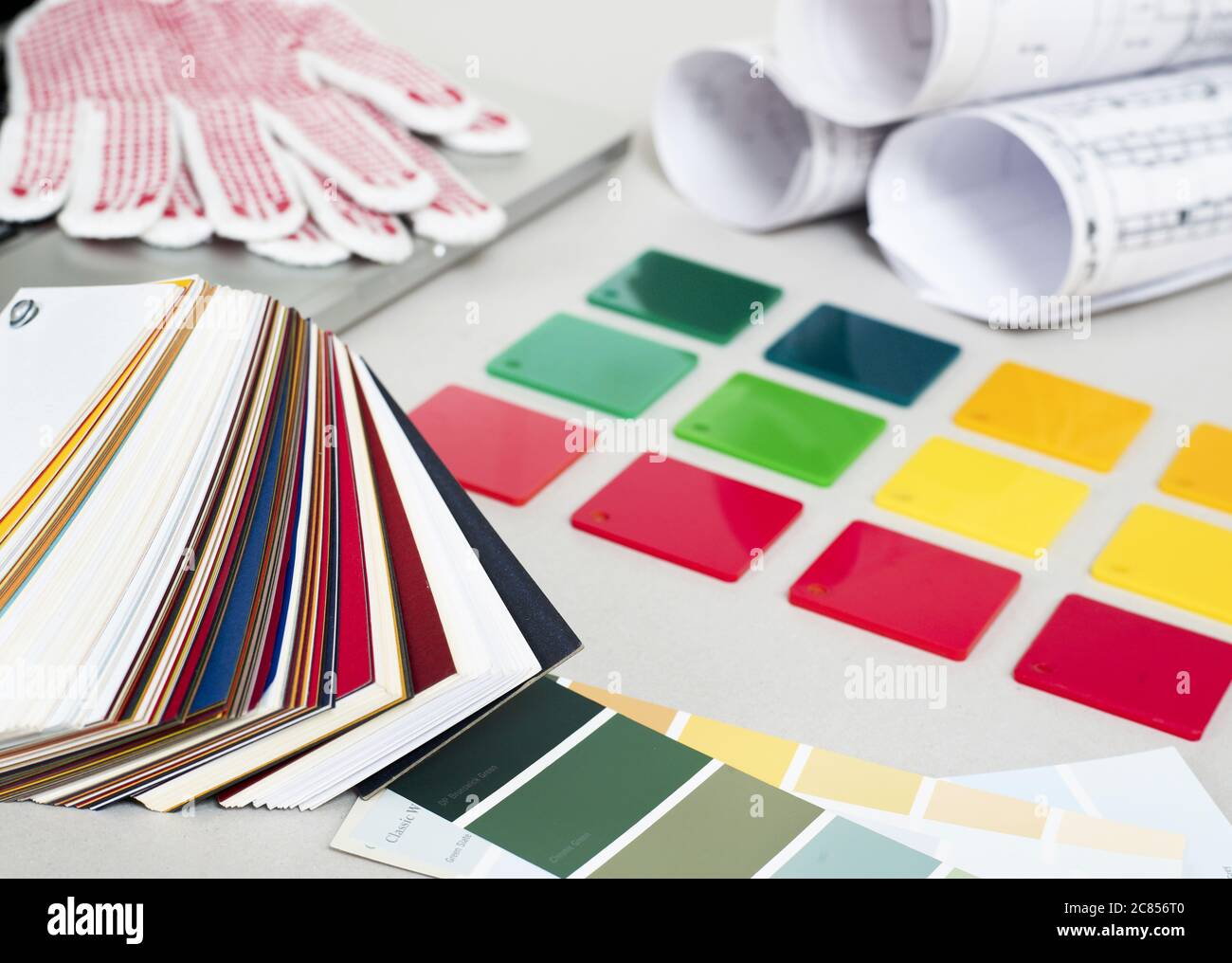 Color samples on a constructor's desk Stock Photo - Alamy