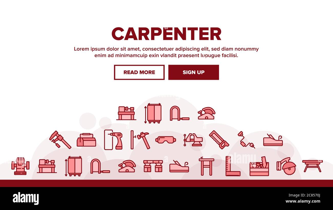 Carpenter Equipment Landing Header Vector Stock Vector Image & Art - Alamy