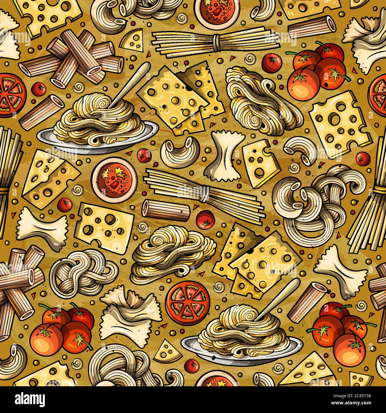 Cartoon cute hand drawn Italian food seamless pattern Stock Vector ...