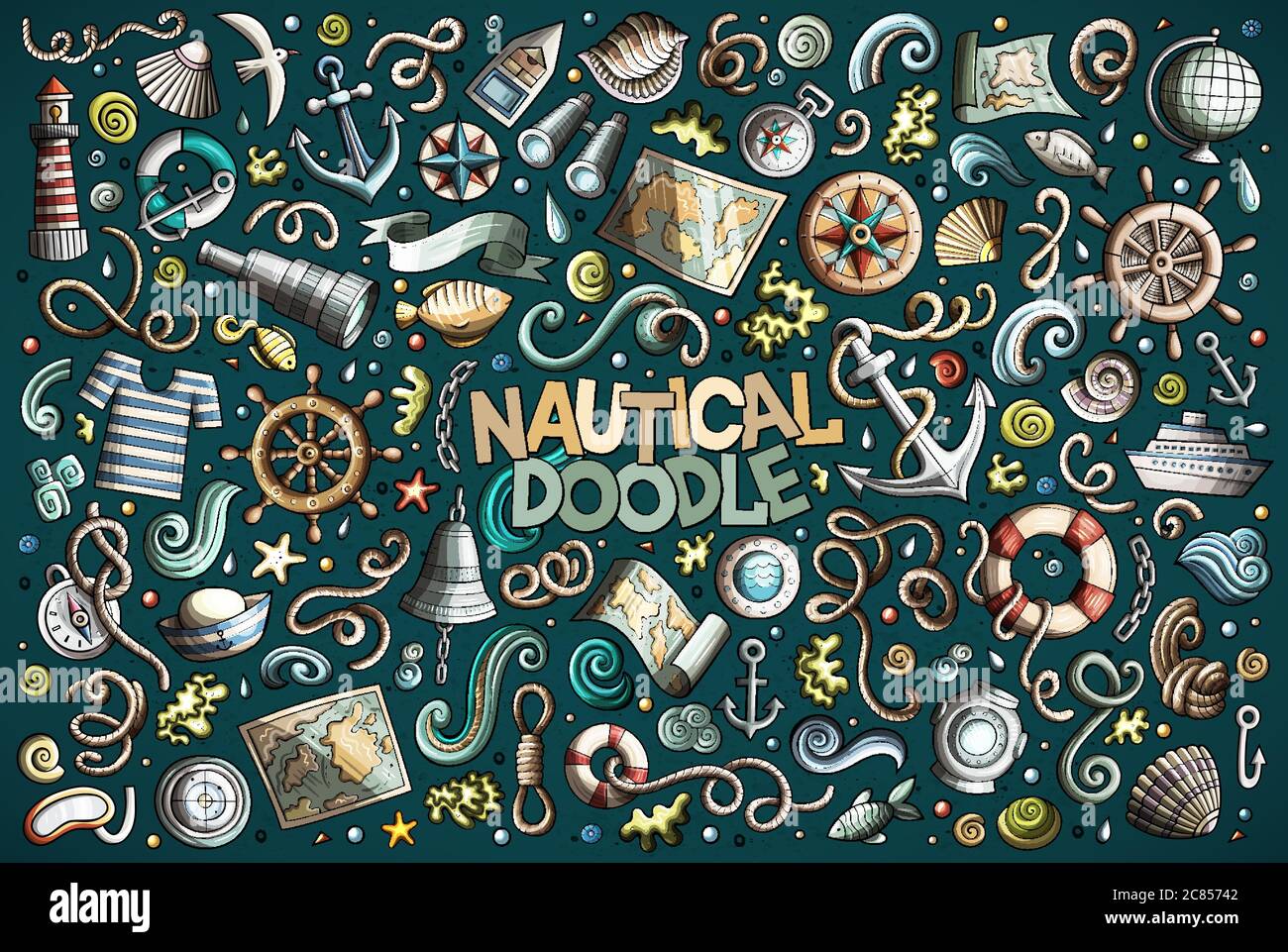 Set of marine, nautical objects and symbols Stock Vector Image & Art ...