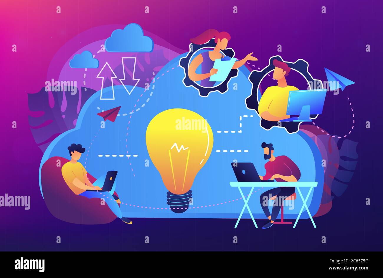 Cloud collaboration concept vector illustration Stock Vector Image ...