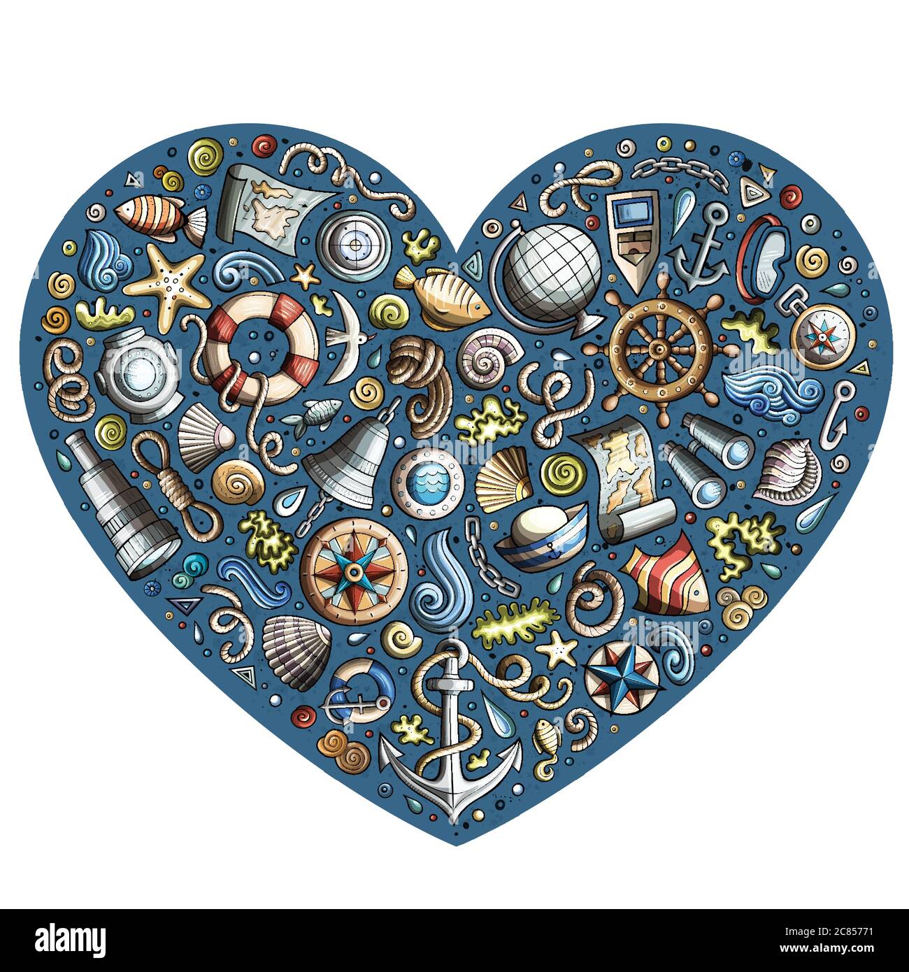 Set of Marine, Nautical cartoon objects Stock Vector Image & Art - Alamy