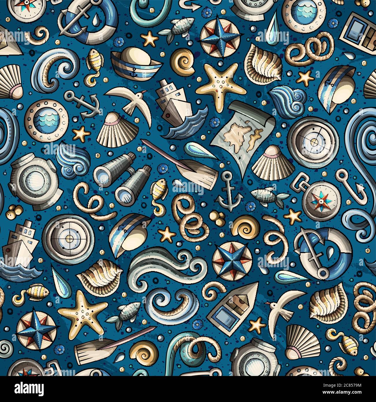 Cartoon nautical seamless pattern Stock Vector Image & Art - Alamy