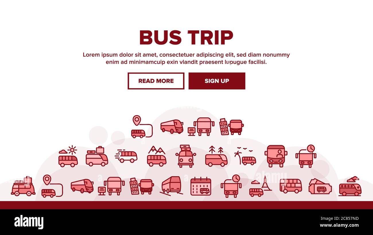 Bus Trip And Travel Landing Header Vector Stock Vector Image & Art - Alamy