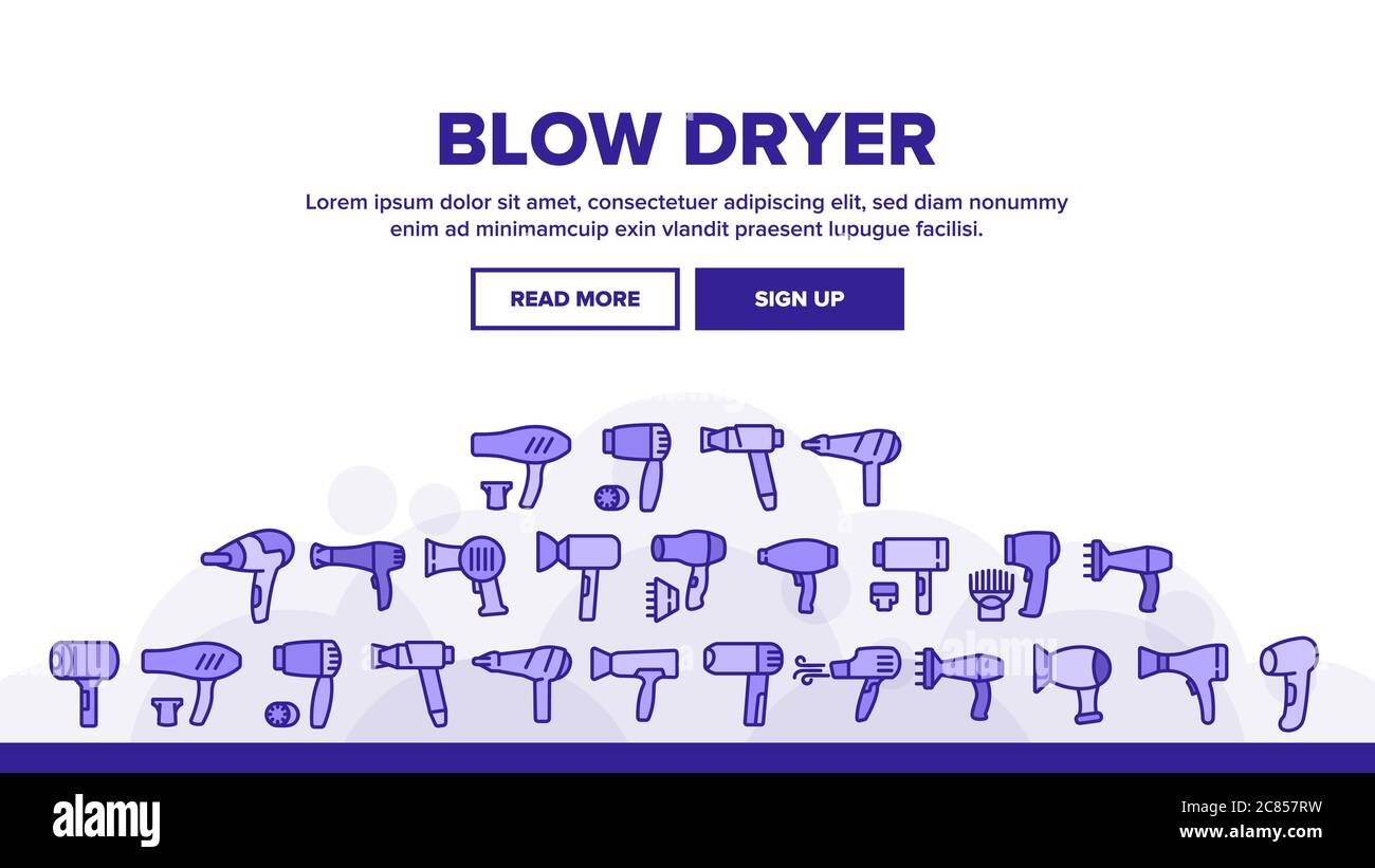 Blow Dryer Device Landing Header Vector Stock Vector Image & Art - Alamy