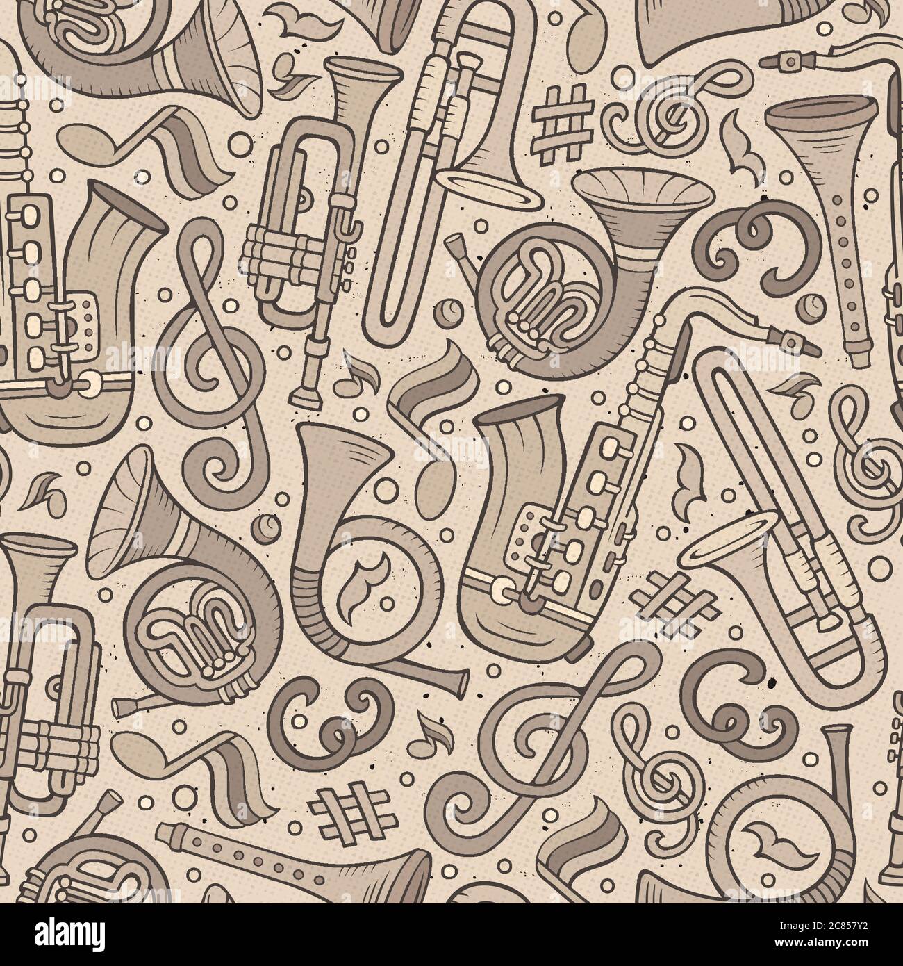 Cartoon hand-drawn Classic music seamless pattern Stock Vector Image ...