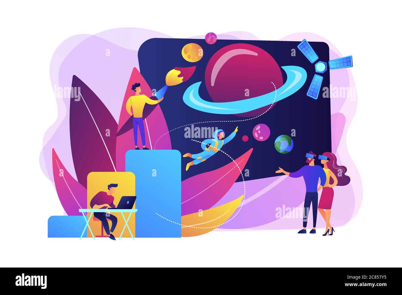 Virtual world development concept vector illustration Stock Vector ...