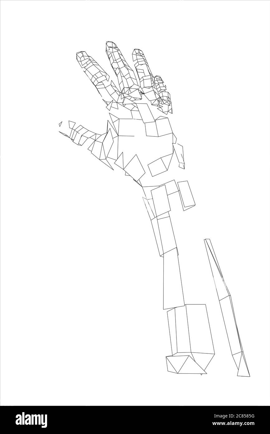 Outline human hand. Wire-frame style Stock Photo - Alamy