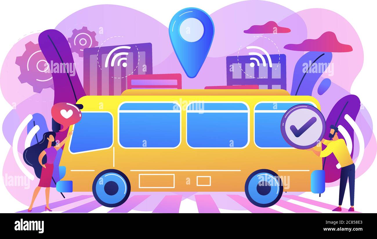 Autonomous public transport concept vector illustration Stock Vector ...