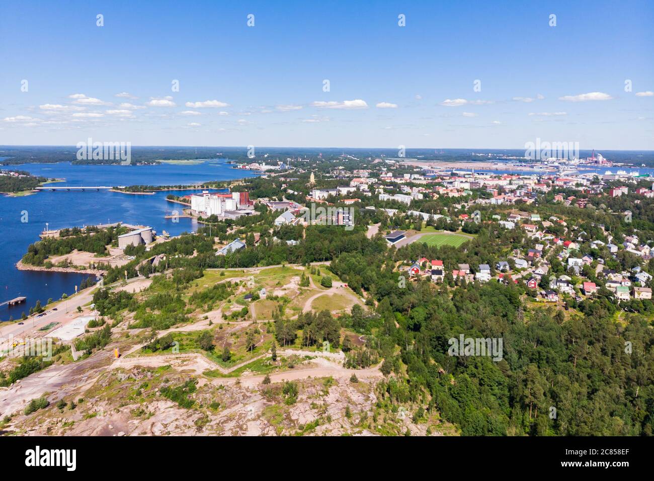 Aerial panoramic view of island Kotkansaari in Kotka, Finland Stock ...