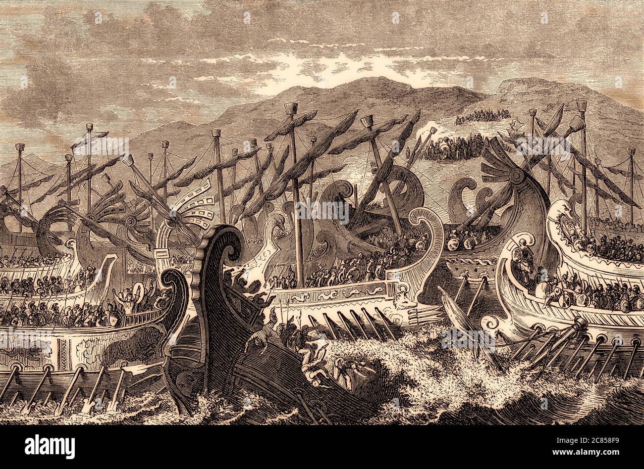 The Battle of Salamis in 480 BC fought between Greek city-states and ...