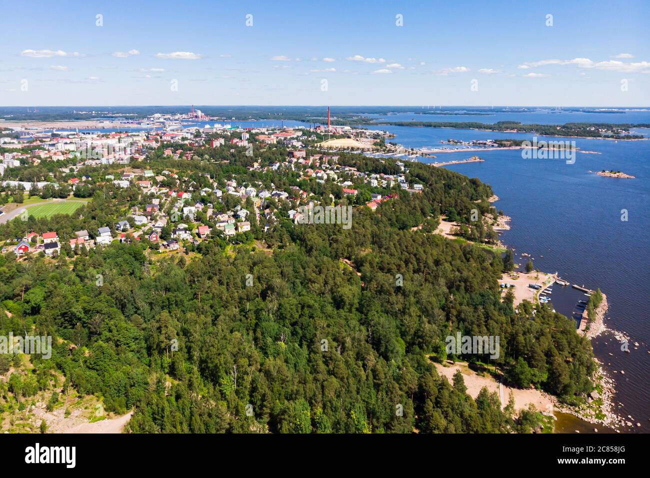 Aerial panoramic view of island Kotkansaari in Kotka, Finland Stock ...