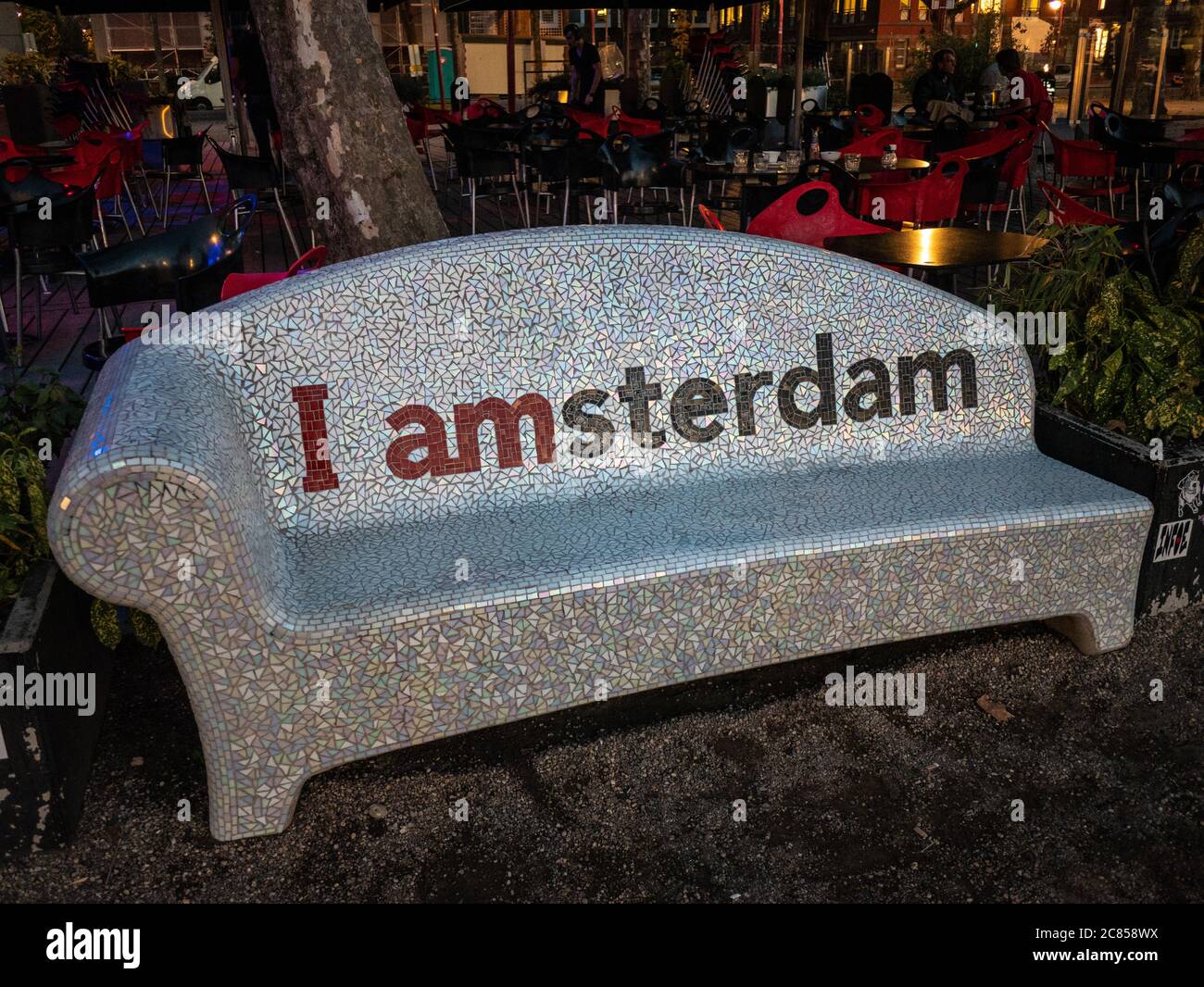 Amsterdam, Netherlands - October 15 2018: A mosaic bench in Amsterdam ...