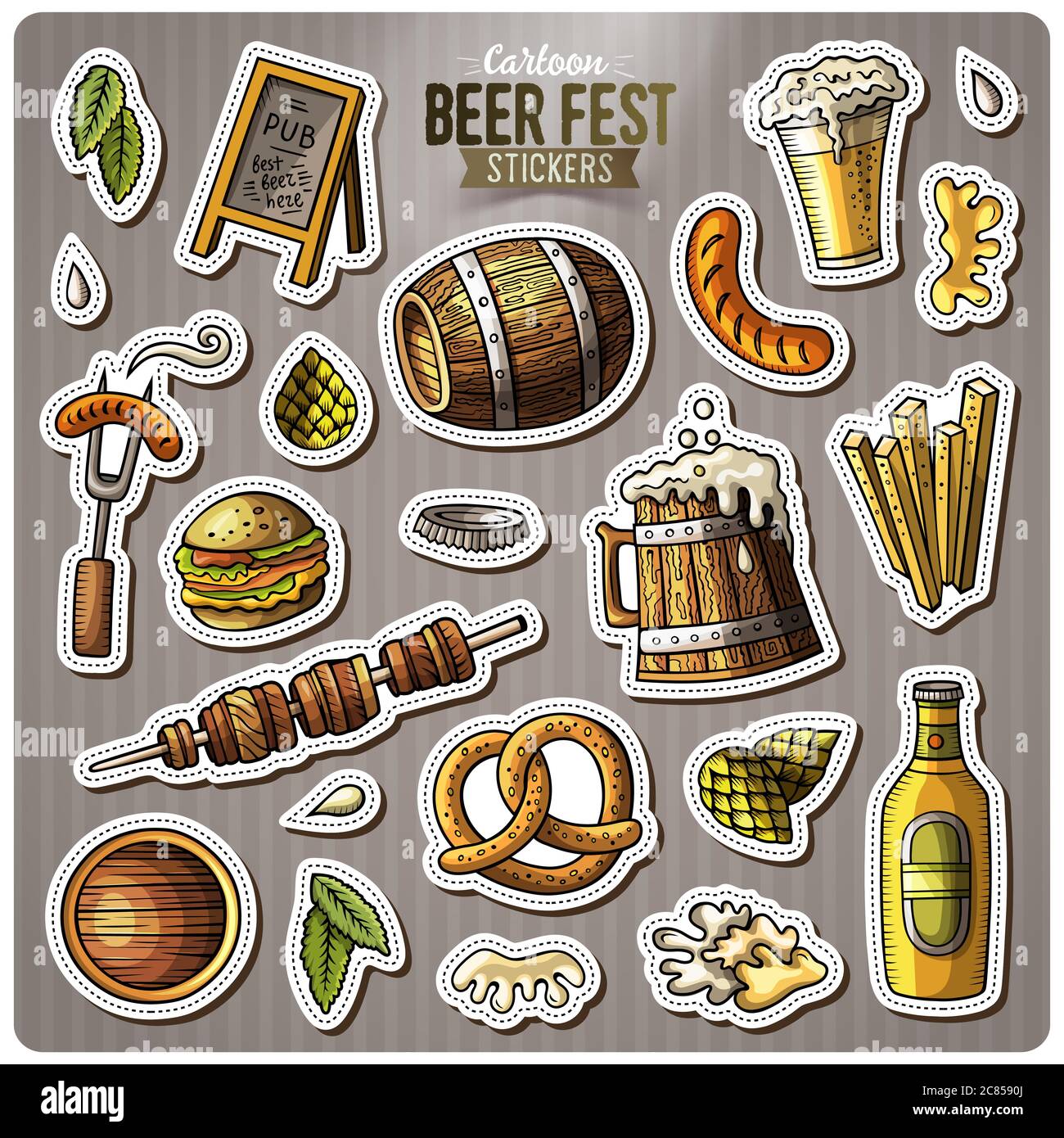 Set of Beer fest cartoon stickers Stock Vector Image & Art - Alamy