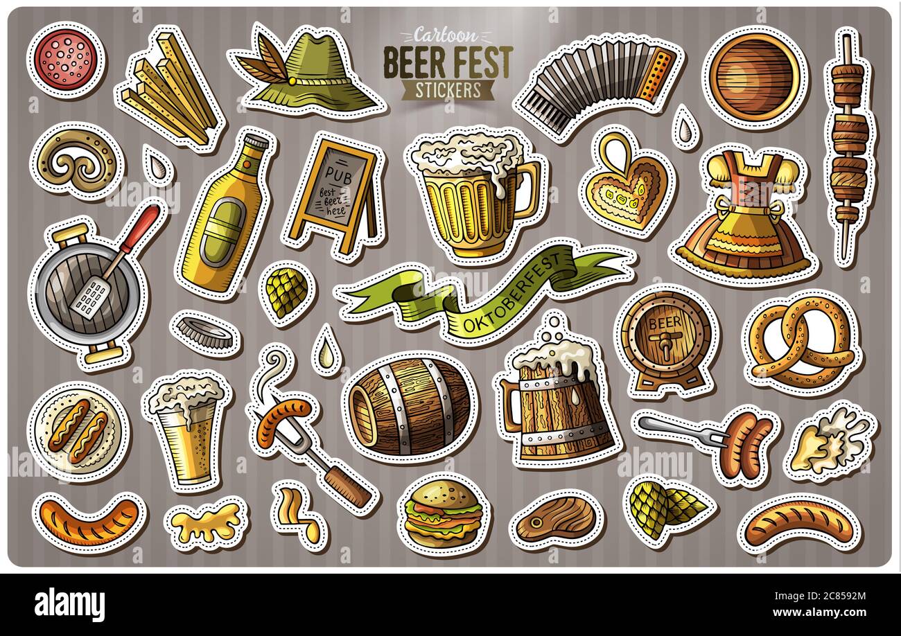 Set of Beer fest cartoon stickers Stock Vector Image & Art - Alamy
