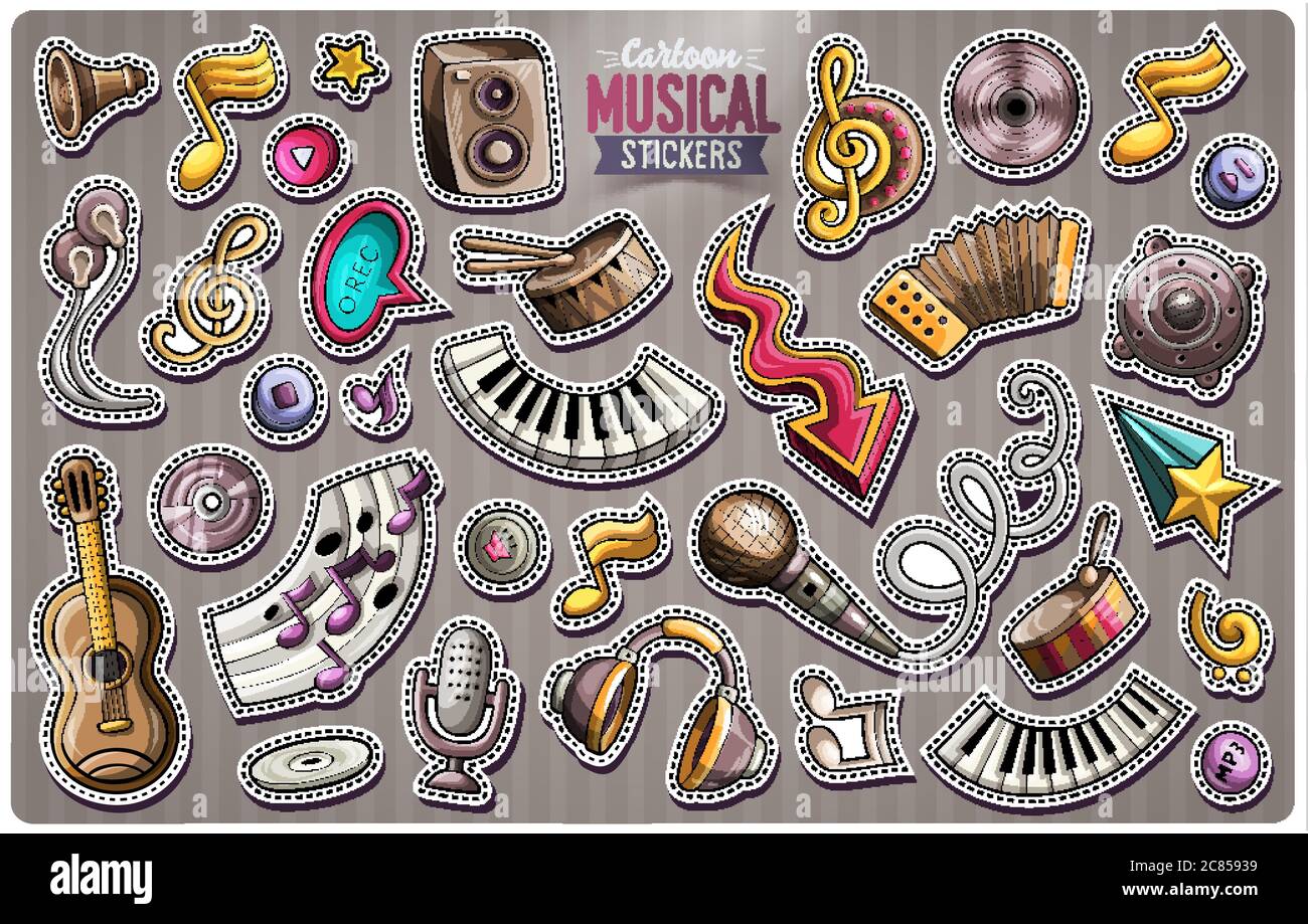 Set of vector Music cartoon stickers Stock Vector Image & Art - Alamy