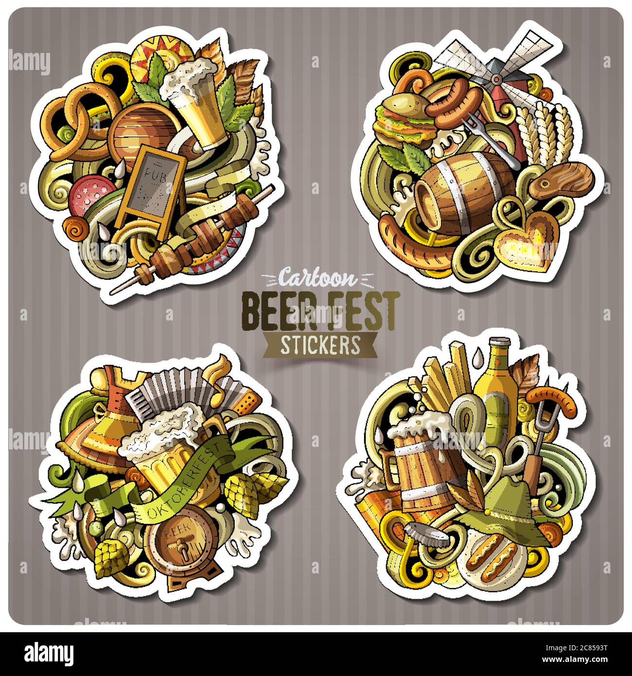 Set of Beer fest cartoon stickers Stock Vector Image & Art - Alamy