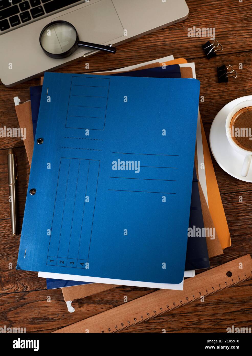 Files and folders on desk Stock Photo - Alamy