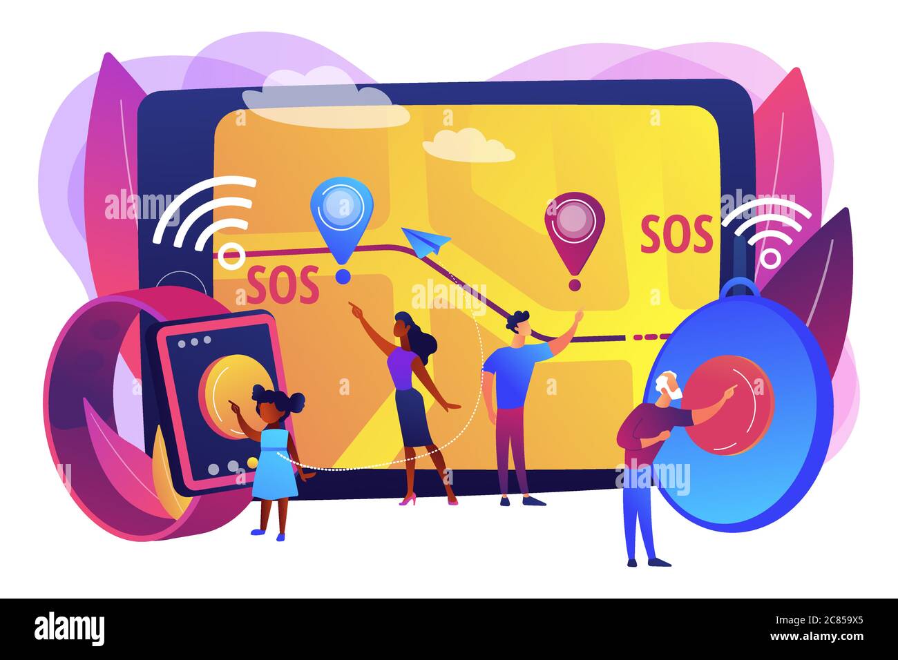 Personal emergency button concept vector illustration Stock Vector ...