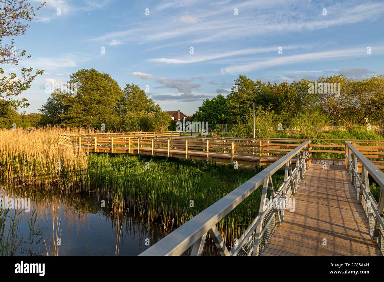 Wooden Bridge in summer village Stock Photo - Alamy